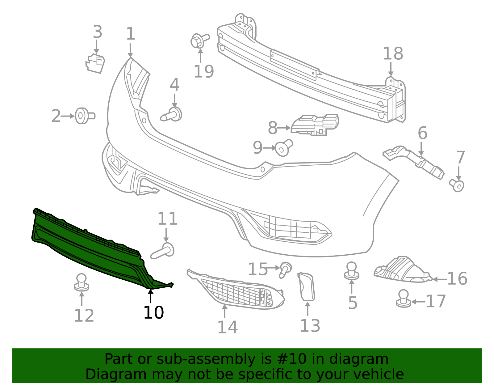 71502-TBG-A60 - 2019-2020 Honda Civic - Garnish Rear Bumper (Lower ...