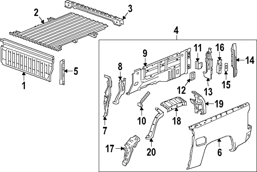 52025013 - 2015-2022 GM - Driver Side Pickup Box Wheelhouse Panel ...