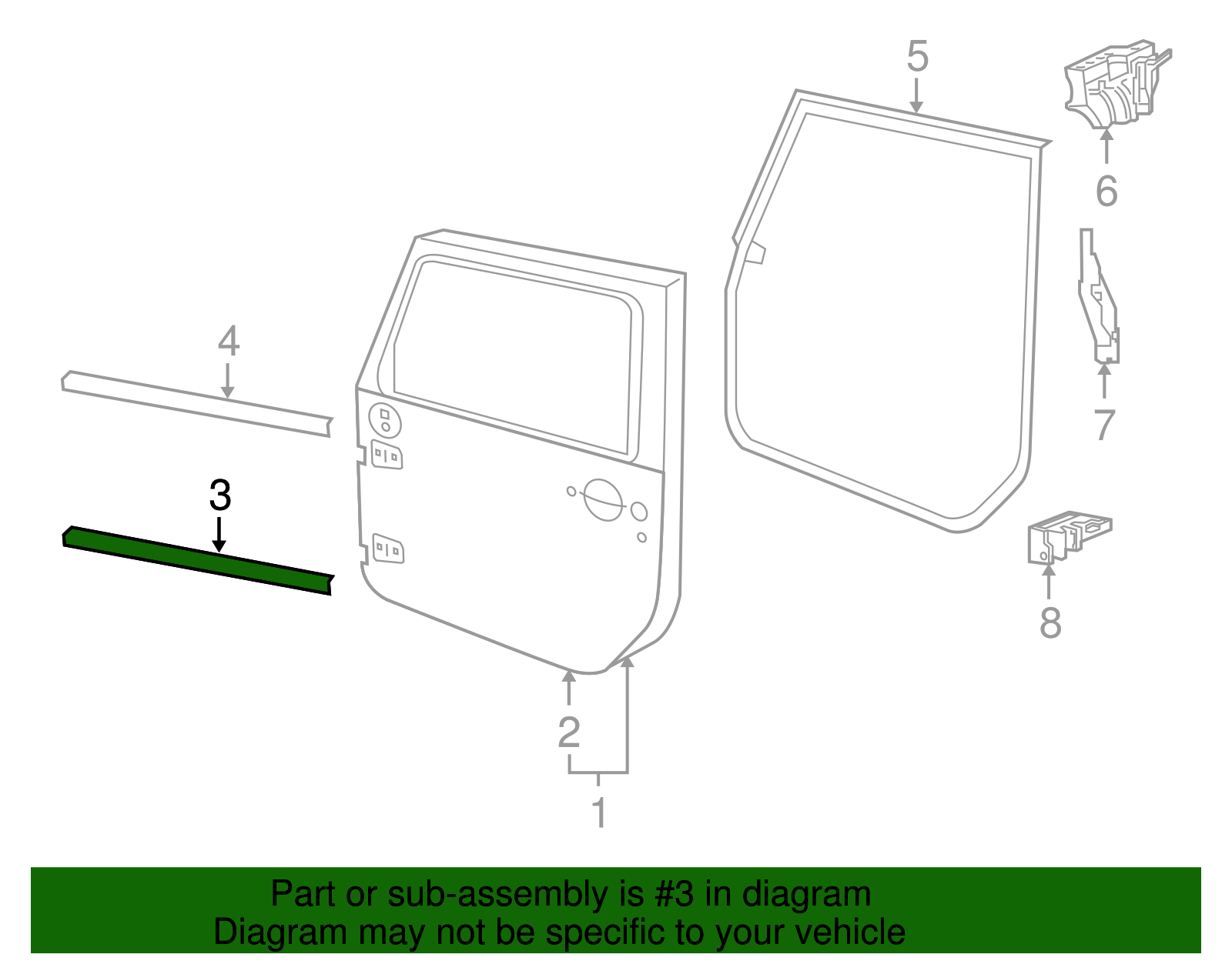 68271675AD - Door Belt Outer Weatherstrip Left - 2018-2021 Mopar ...
