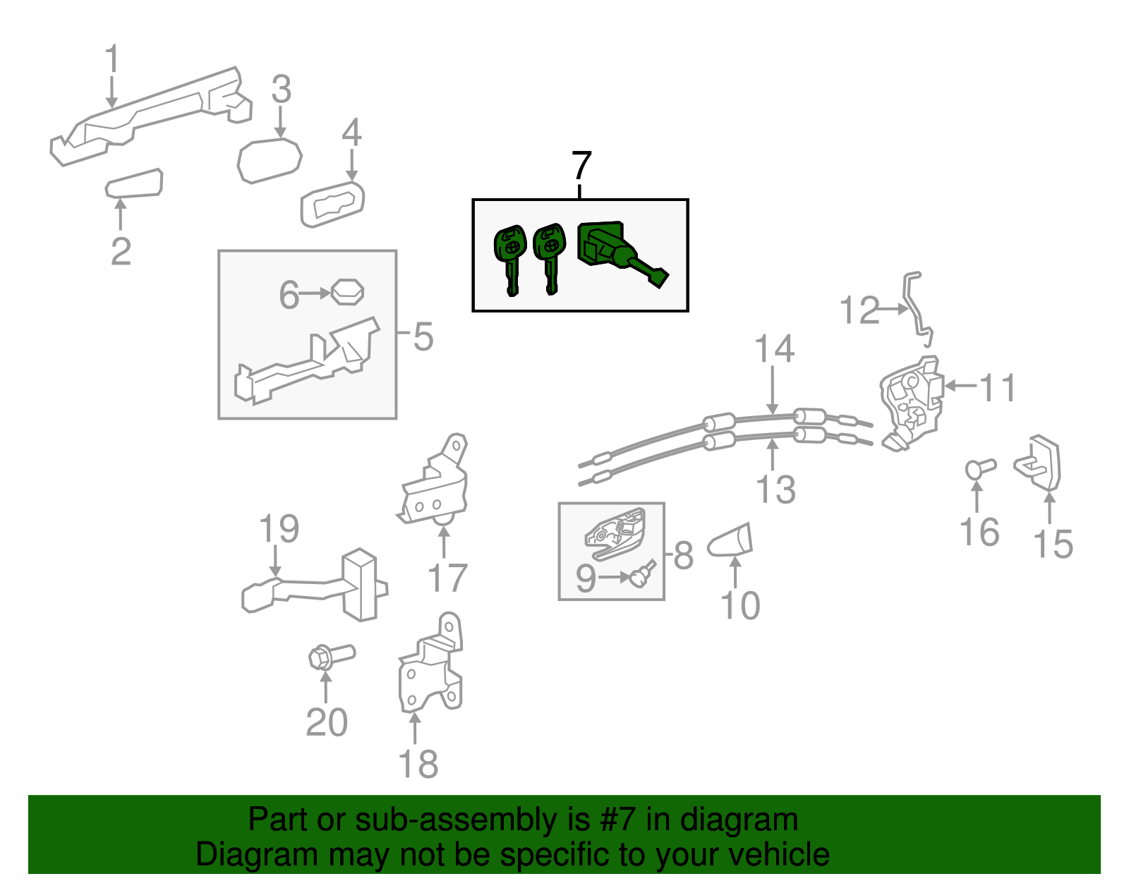 2012-2014 Toyota Camry Door Lock Cylinder 69052-06061 | Toyota Parts Center