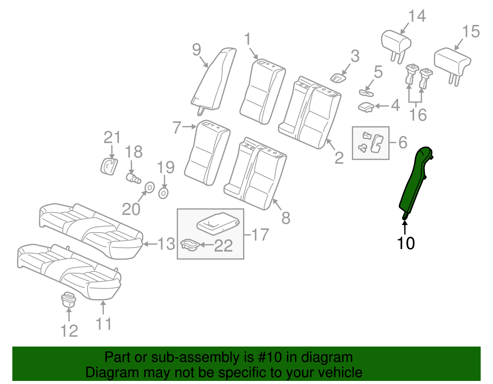 2013-2015 Honda Crosstour Bolster 82550-TP6-A12ZC | Honda Factory Parts