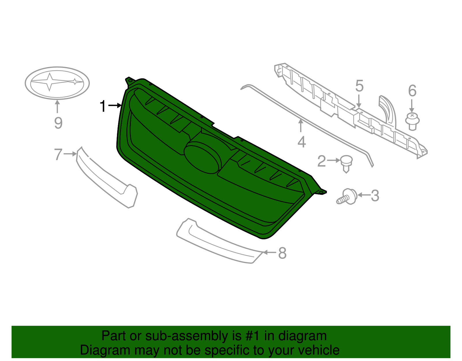 2012-2014 Subaru Impreza Grille Assembly 91122FJ010 | Buy Subaru Parts