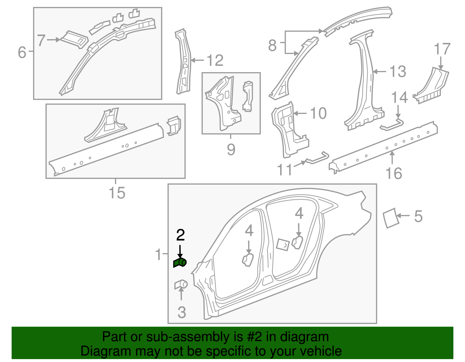 2011-2016 Chevrolet Rear Upper Fender Bracket with Nut 96845545 | GM ...