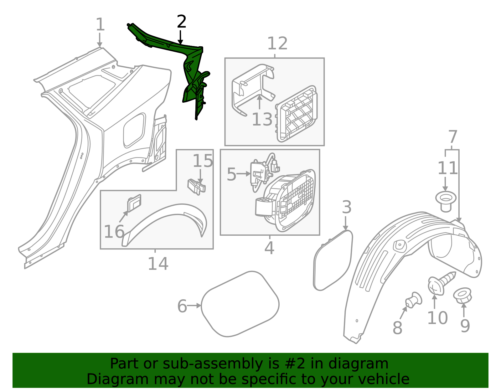 2023-2025 Kia Sportage Quarter Extension 71560-P1200 | QuirkParts