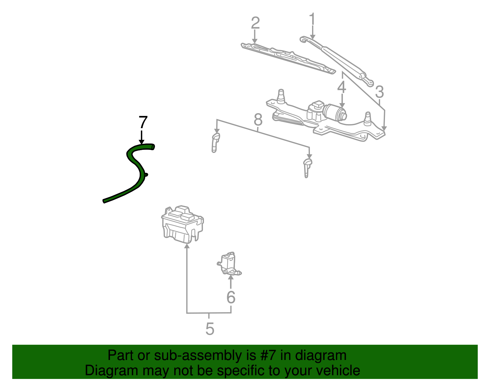 2002-2009 Ford | Washer Hose | 2L1Z-17A605-AB | Walls' Ford Parts
