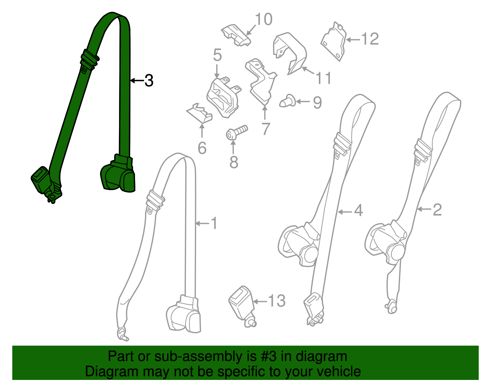 2015-2025 Ford Seat Belt Lap And Shoulder Belt CK4Z-14611B64-AB | Ford ...
