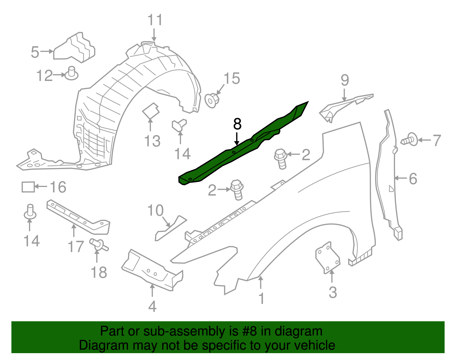 2016-2023 Nissan Maxima Fender Ledge Cover 63820-4RA0A | Scott Evans ...