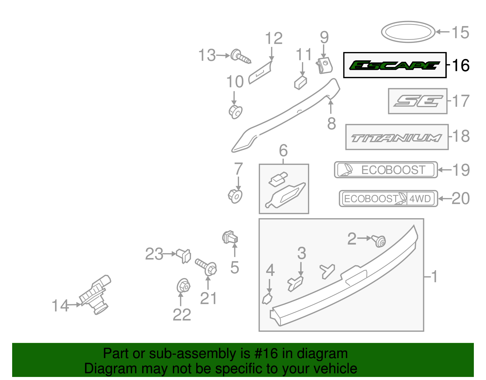 gj5z9942528c - Ford Nameplate 2017-2019 Ford Escape | Performance Auto ...