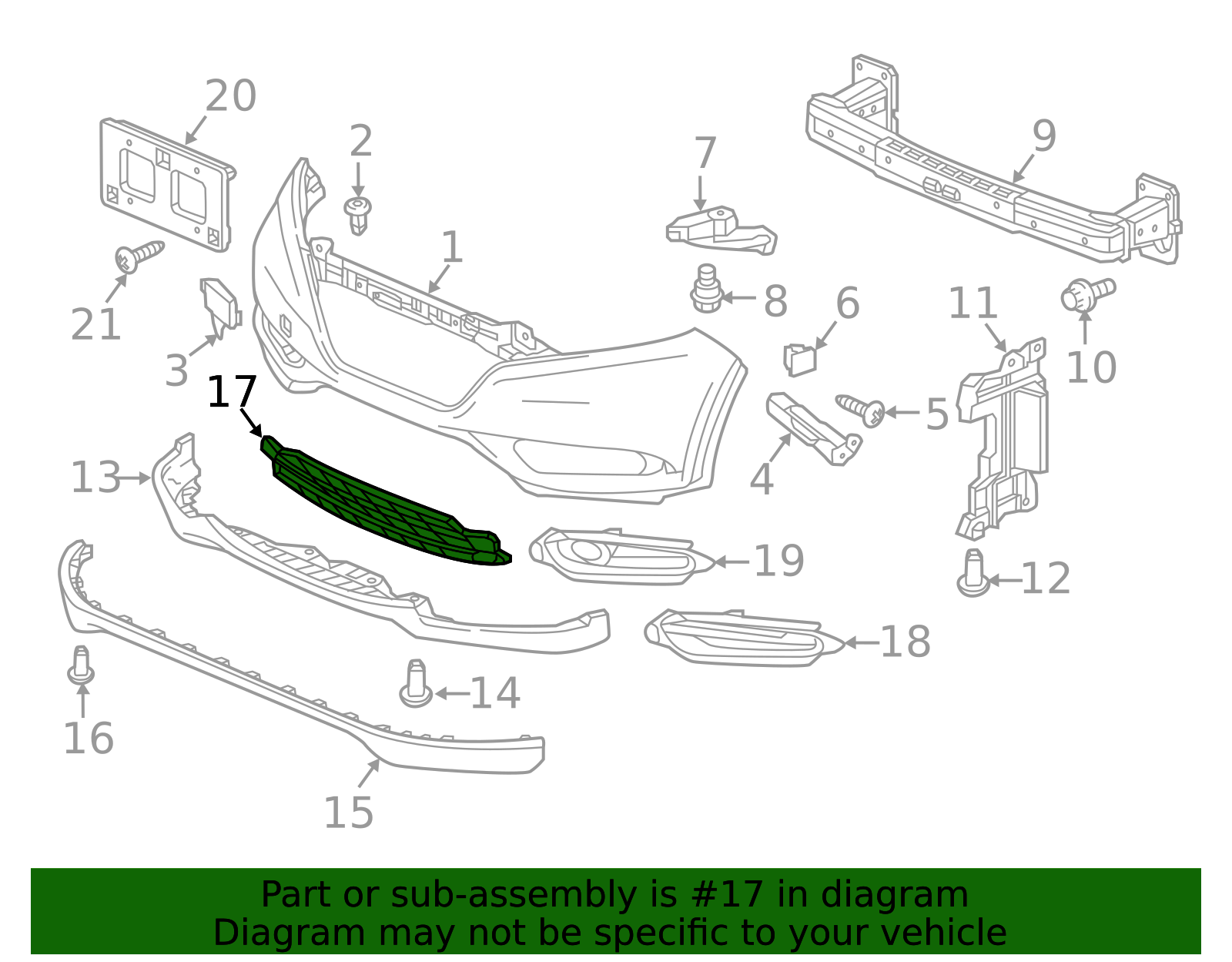 71103-T7W-A00 - 2019-2022 Honda HR-V - Grille Front Bumper (Lower ...