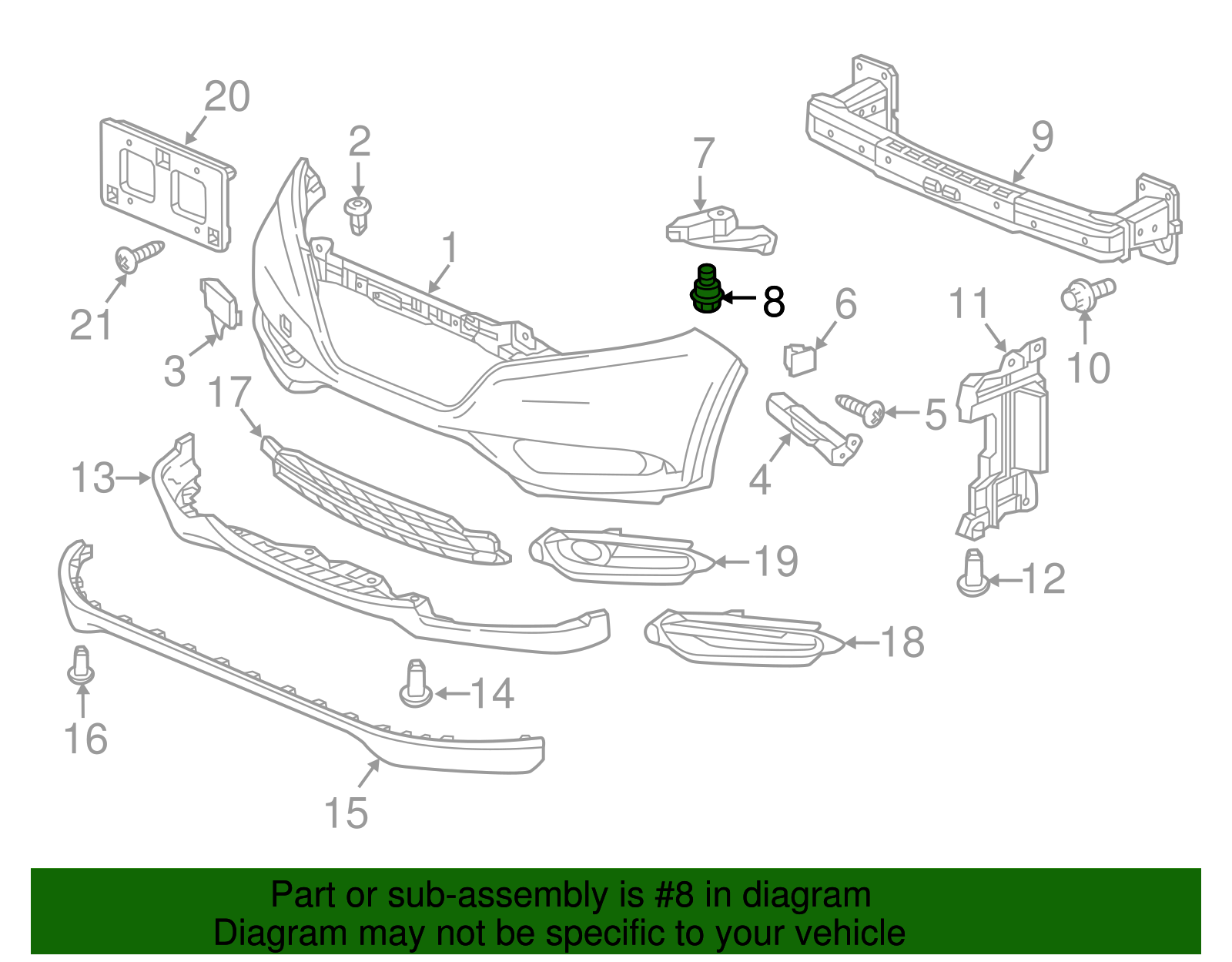 2016-2022 Honda Bumper Cover Support Rail Bolt 90144-TL0-G00 | Honda ...