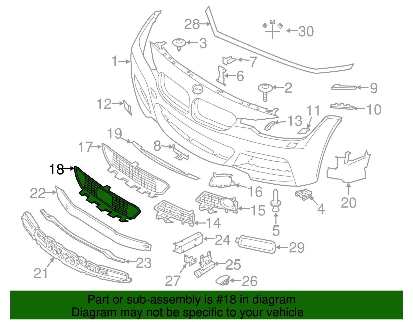 2013-2019 BMW | Lower Grille | 51118068135 | BMW OEM Parts Store