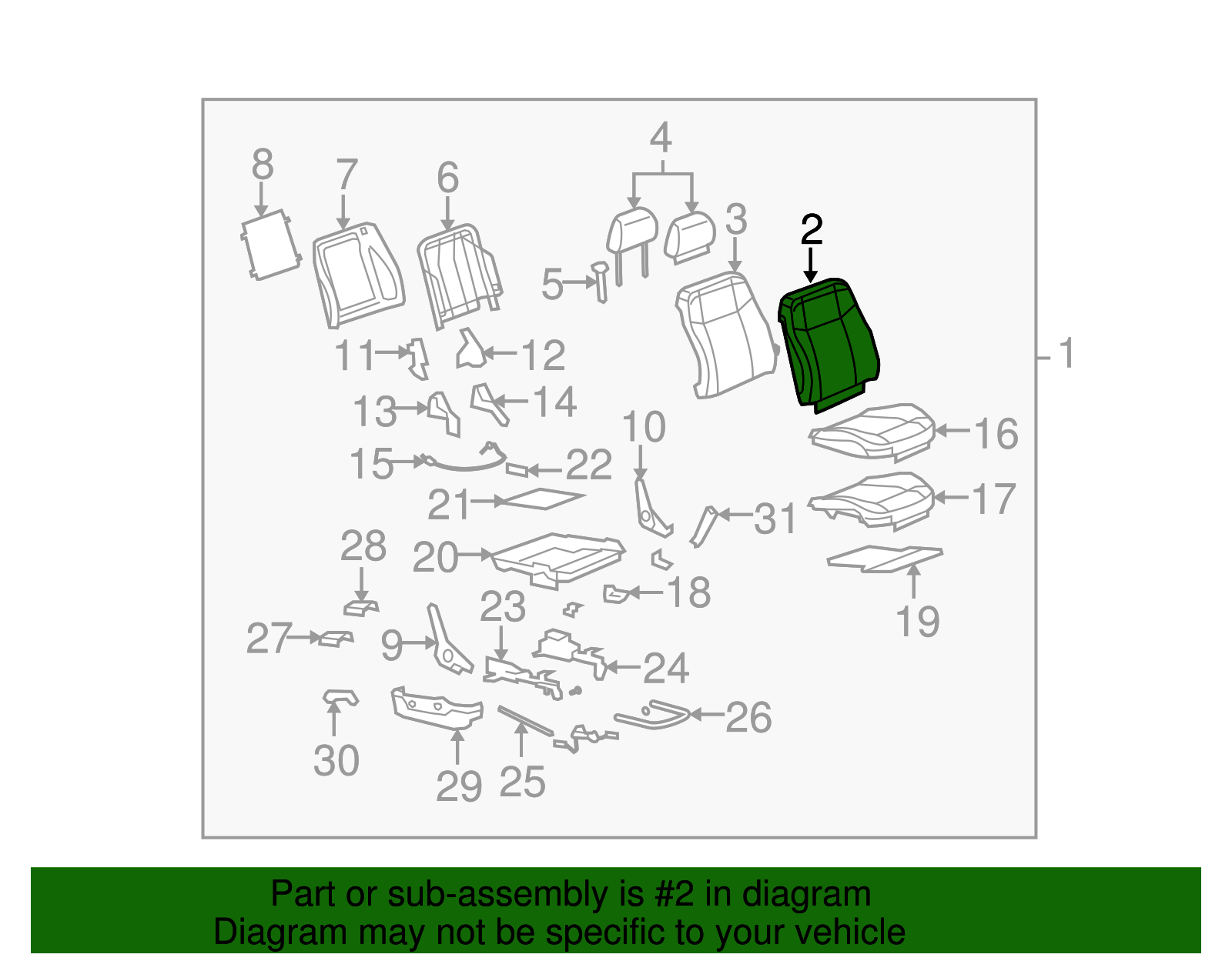 2007-2009 Hummer H3 Light Cashmere Passenger Seat Back Cover 15935929 ...
