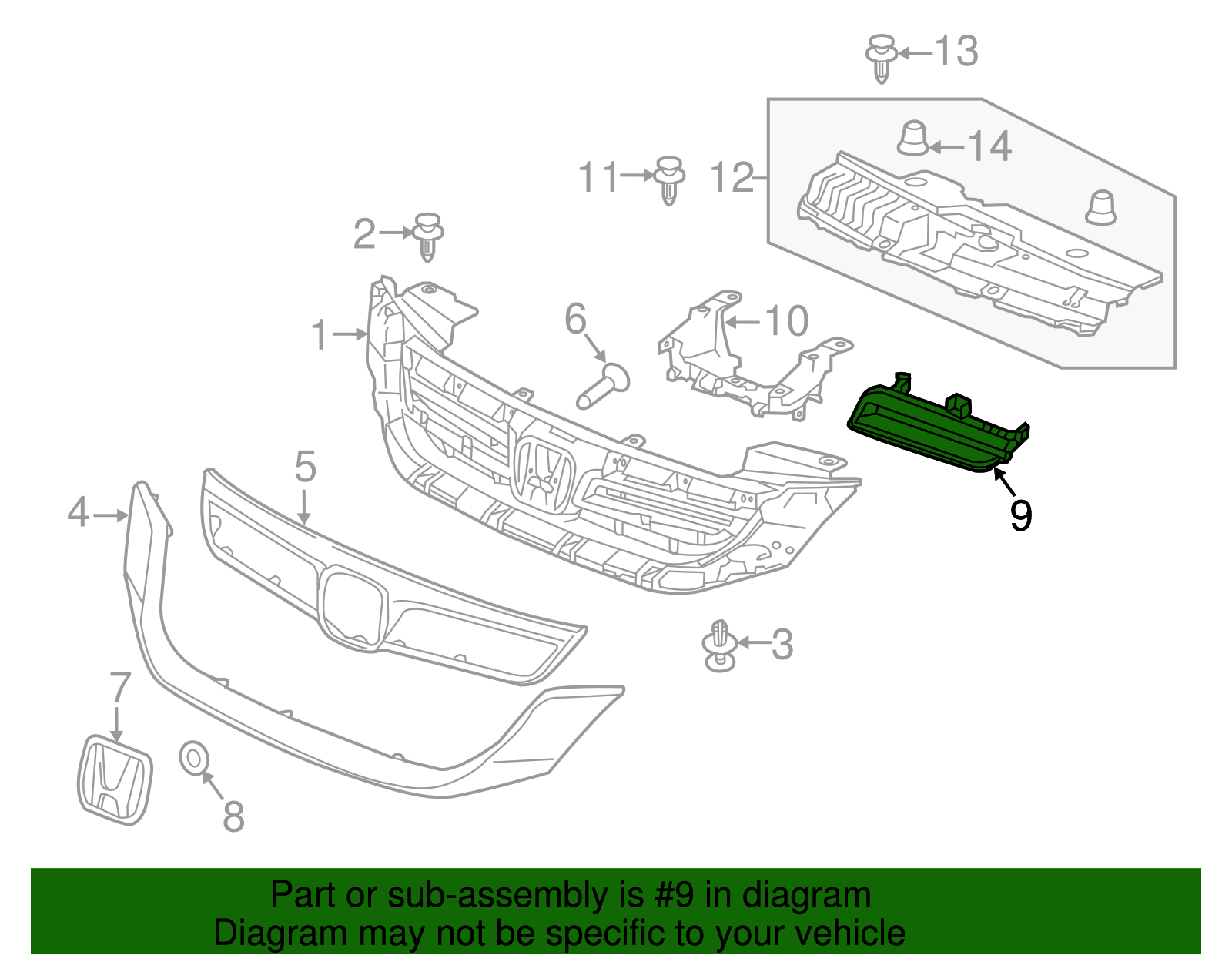 2014-2015 Honda Accord Lens 71124-T3W-A01 | hondapartswd