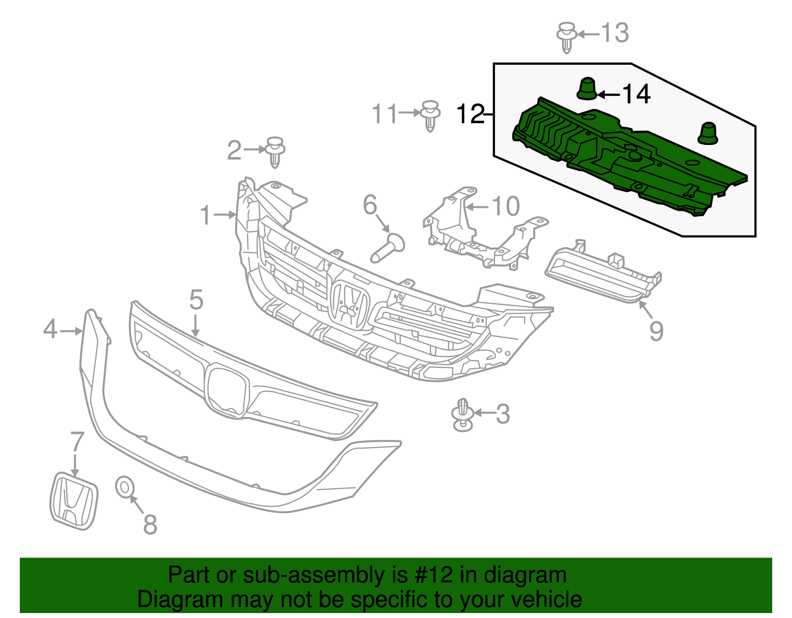 71106-T3W-A00 - 2014-2015 Honda Accord - Duct Front Bumper Air (Upper ...