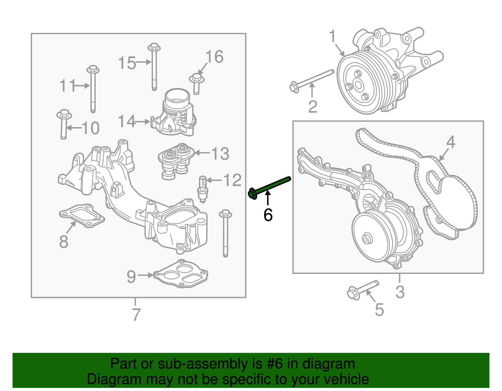 2011-2025 Ford Engine Water Pump Bolt -W500318-S437 | TascaParts.com