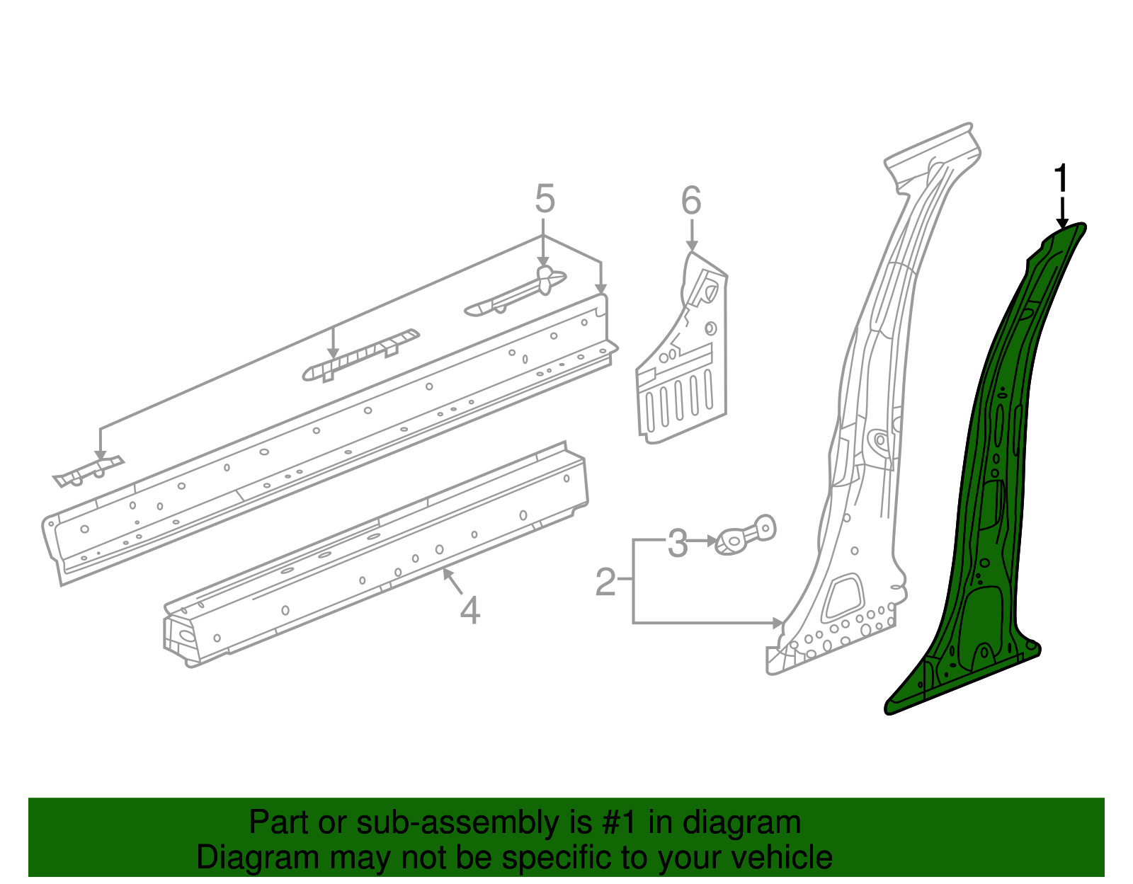 2018-2024 GM Driver Side Center Pillar Inner Panel 84078124 | Capital ...