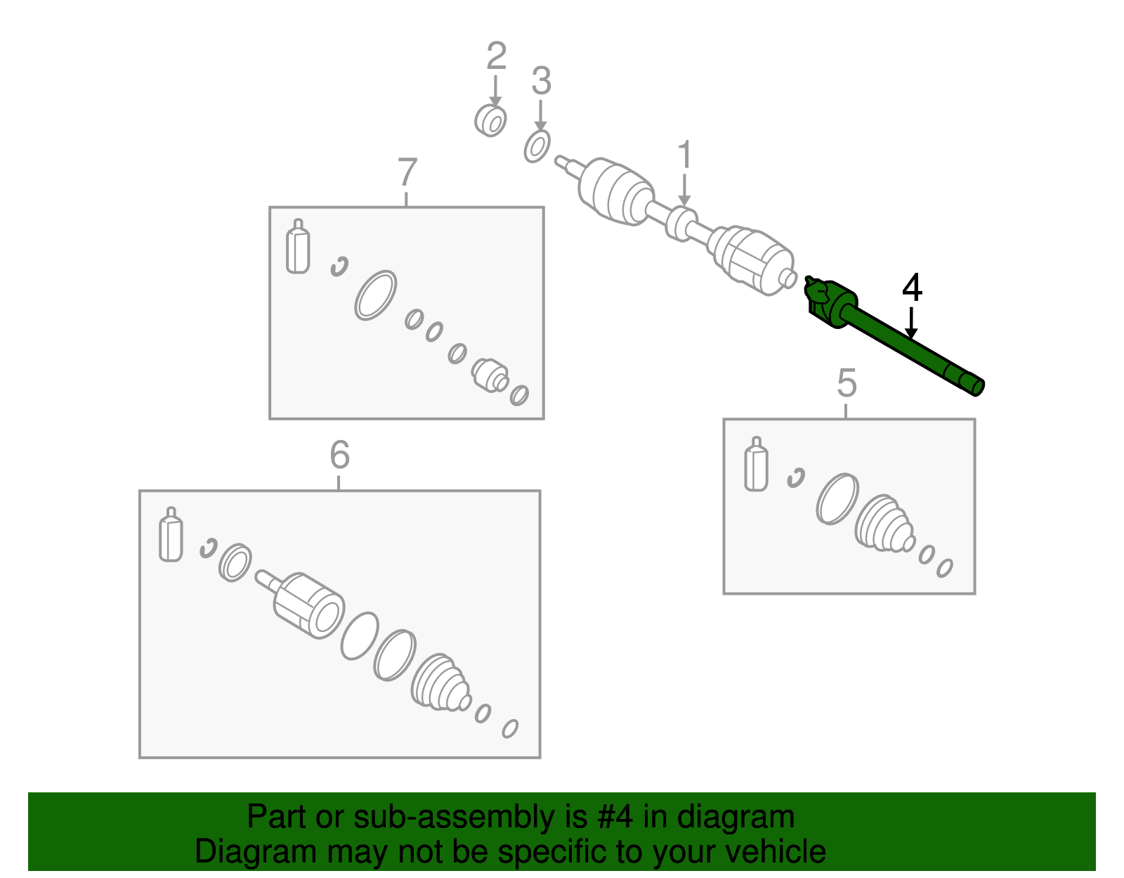 49560-3J320 - Inner Shaft Assembly - 2008-2012 Hyundai Veracruz ...