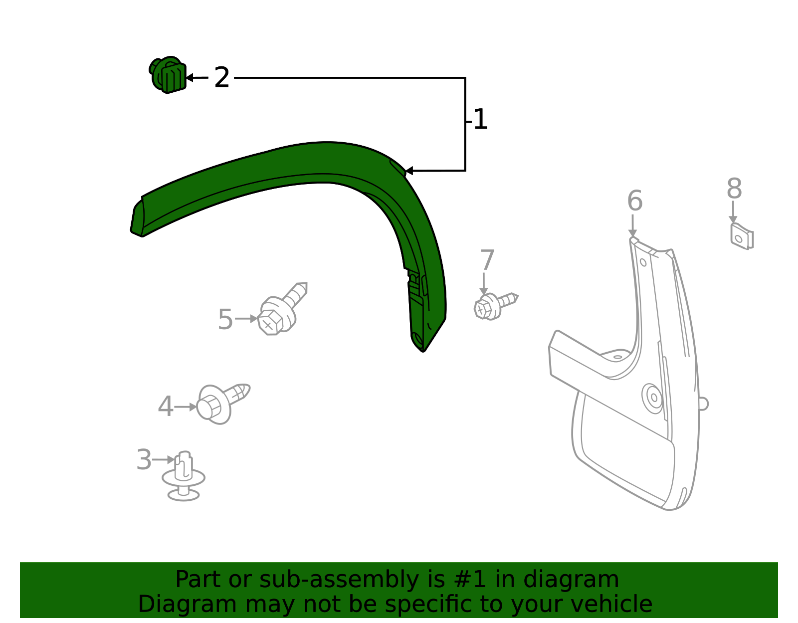 2020-2024 Toyota Highlander Wheel Opening Molding 75087-0E030 | Toyota ...