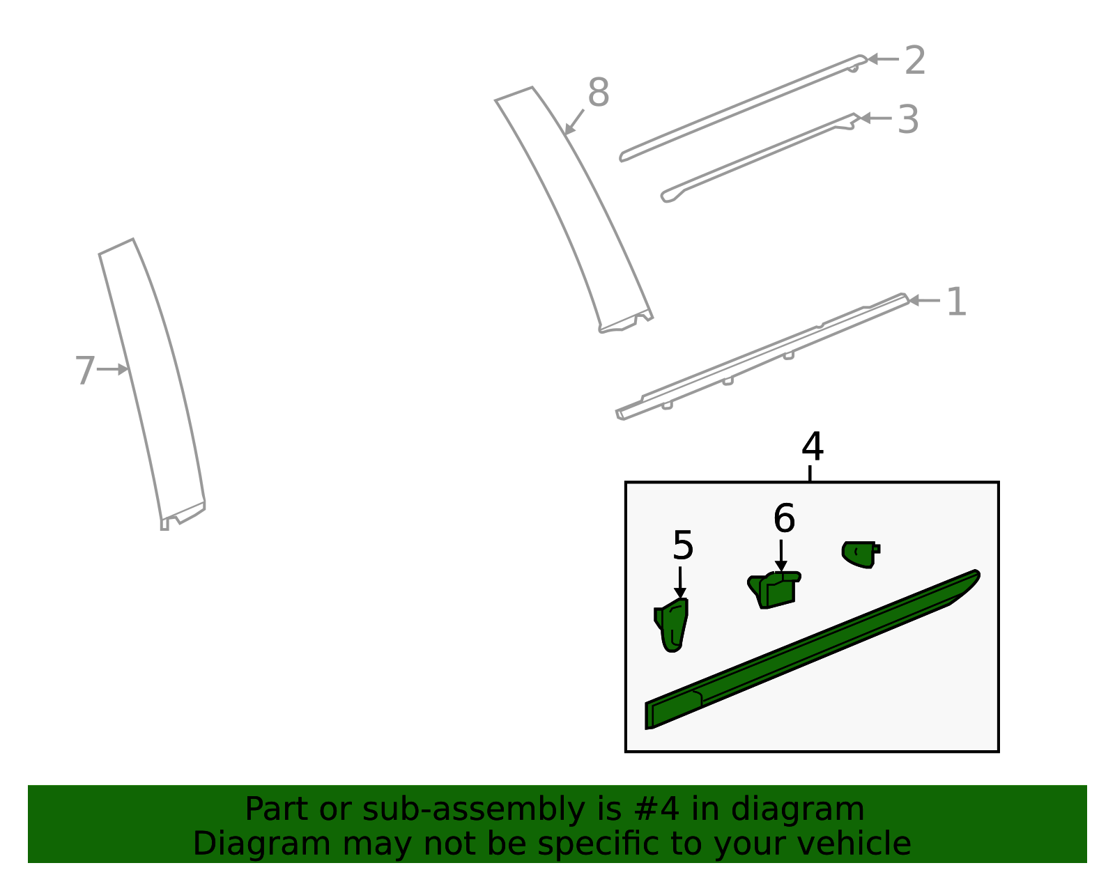 23264125 - Galvano Silver Rear Passenger Side Door Molding 2015-2020 ...