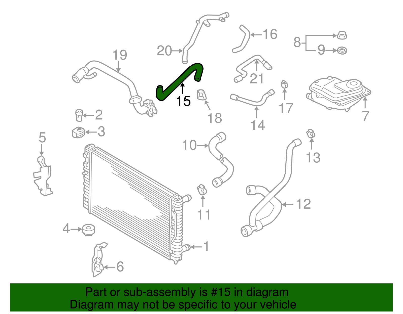 06B-121-058-S - Engine Coolant Hose 2000-2005 Volkswagen Passat ...
