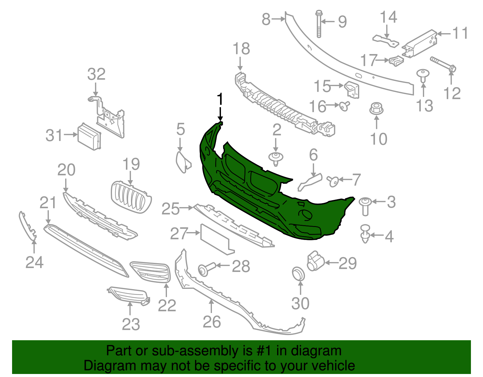 51117389914 - 2015-2018 BMW X4 Bumper Cover (51-11-7-389-914) | BMW of ...