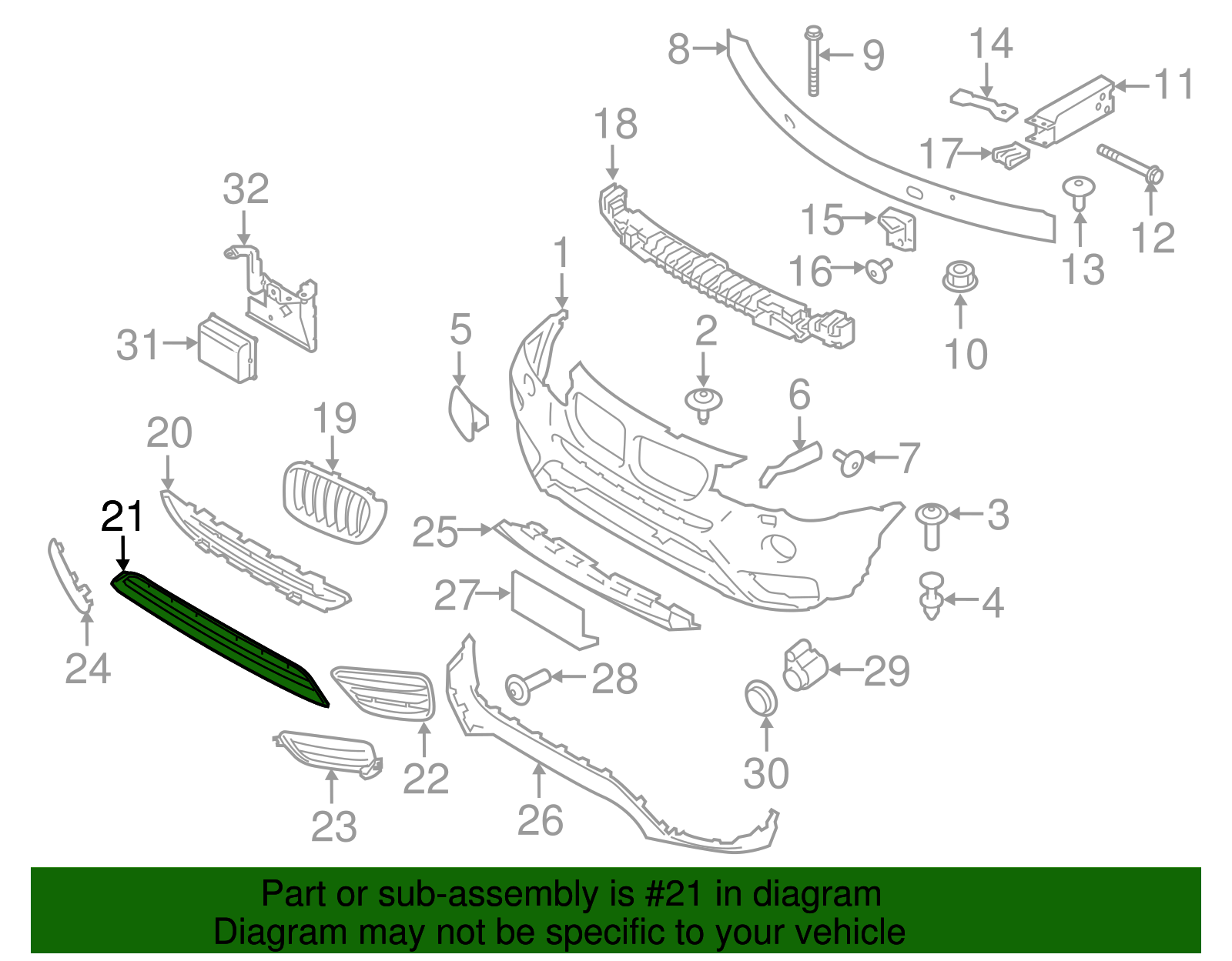 51117338475 - 2015-2018 BMW X4 Lower Grille (51-11-7-338-475) | BMW of ...