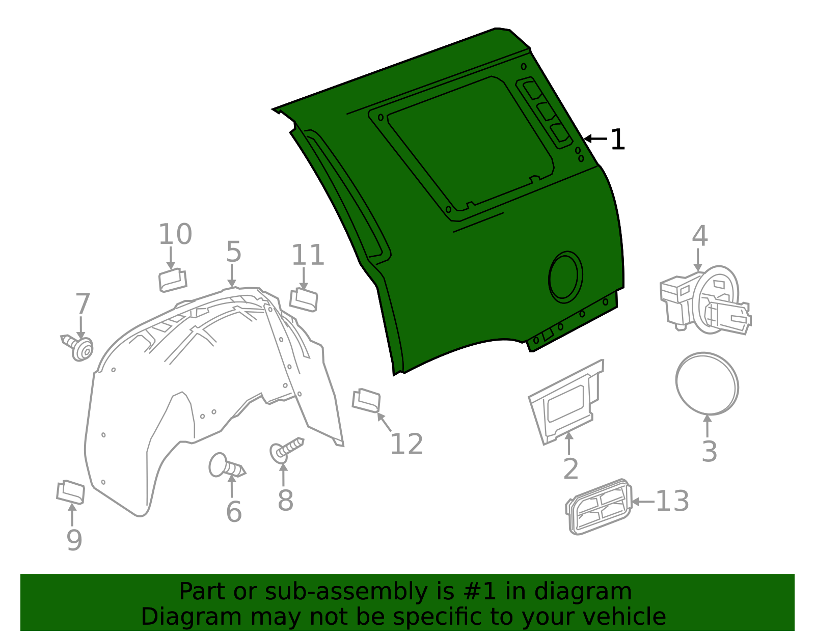 2015-2020 GM Driver Side Quarter Outer Panel 23184163 GM ...