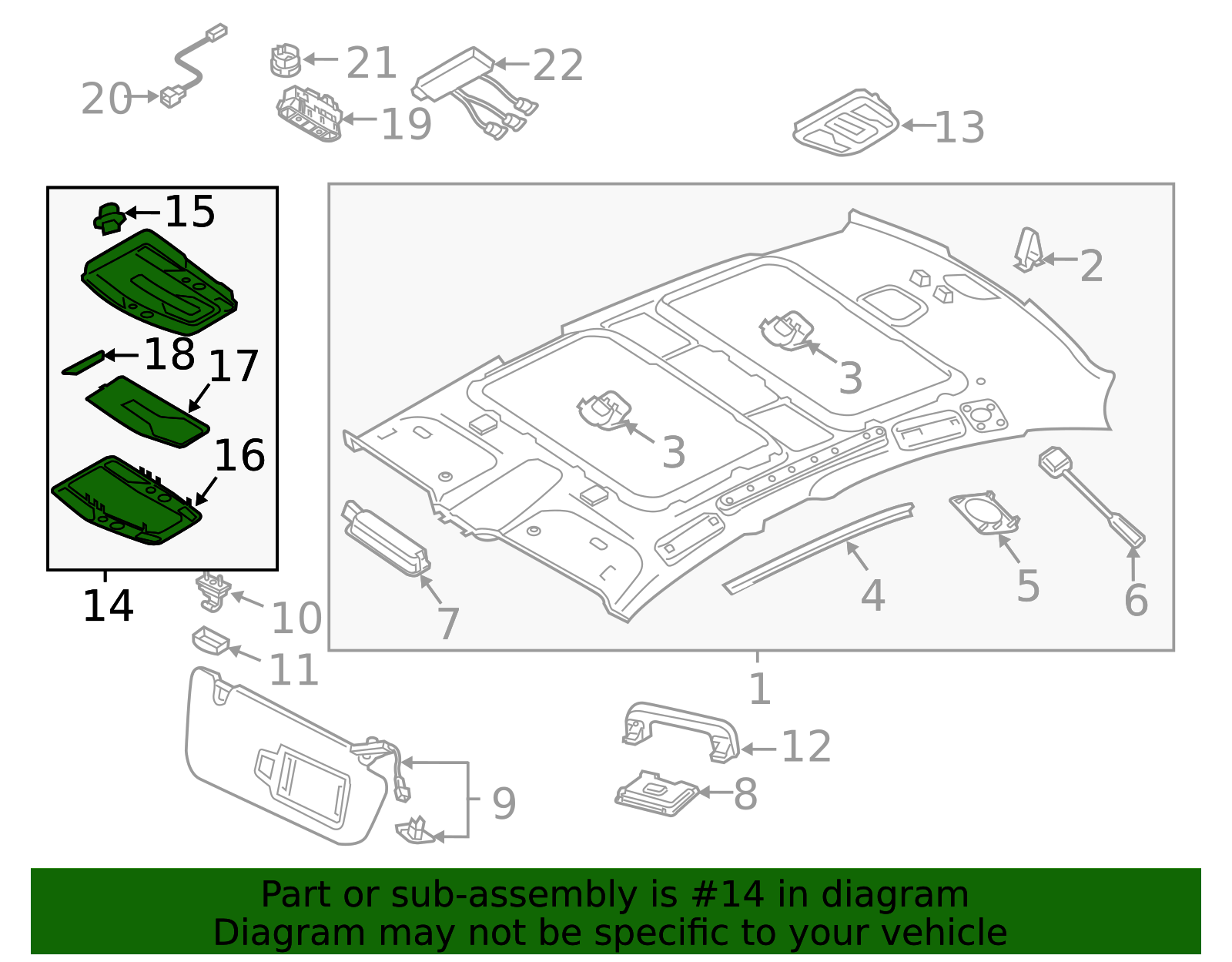 2019-2023 Audi Overhead Lamp 4N0-947-135-CS-1PH | TascaParts.com