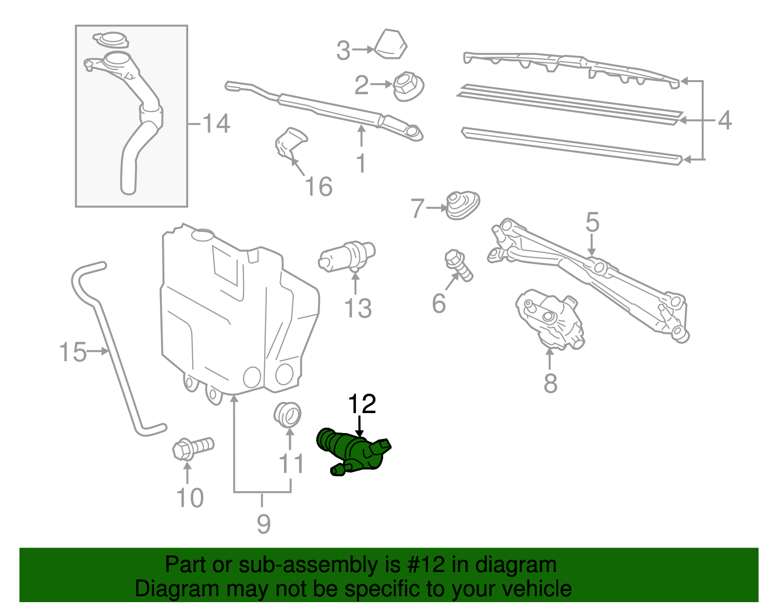 2012-2015 Scion iQ Washer Pump 85330-74010 | OEM Parts Online