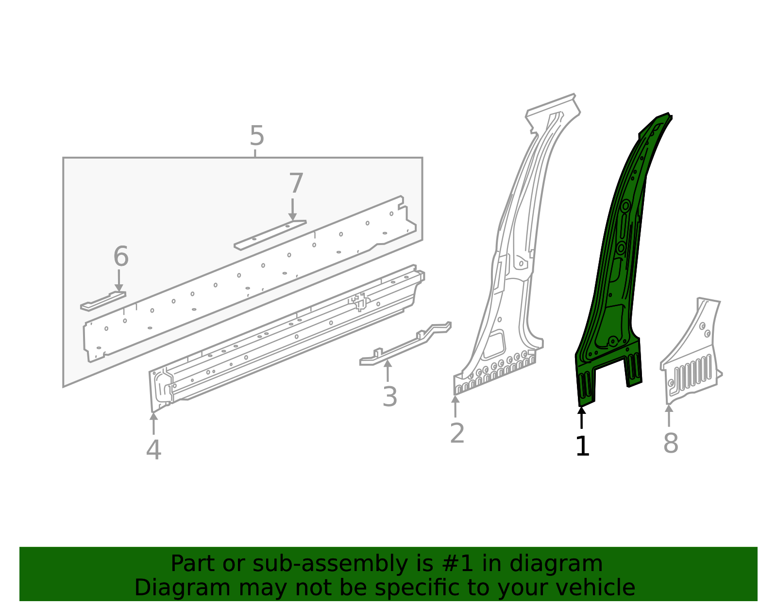 84001884 - 2019-2024 Cadillac XT4 - Driver Side Center Pillar Inner ...