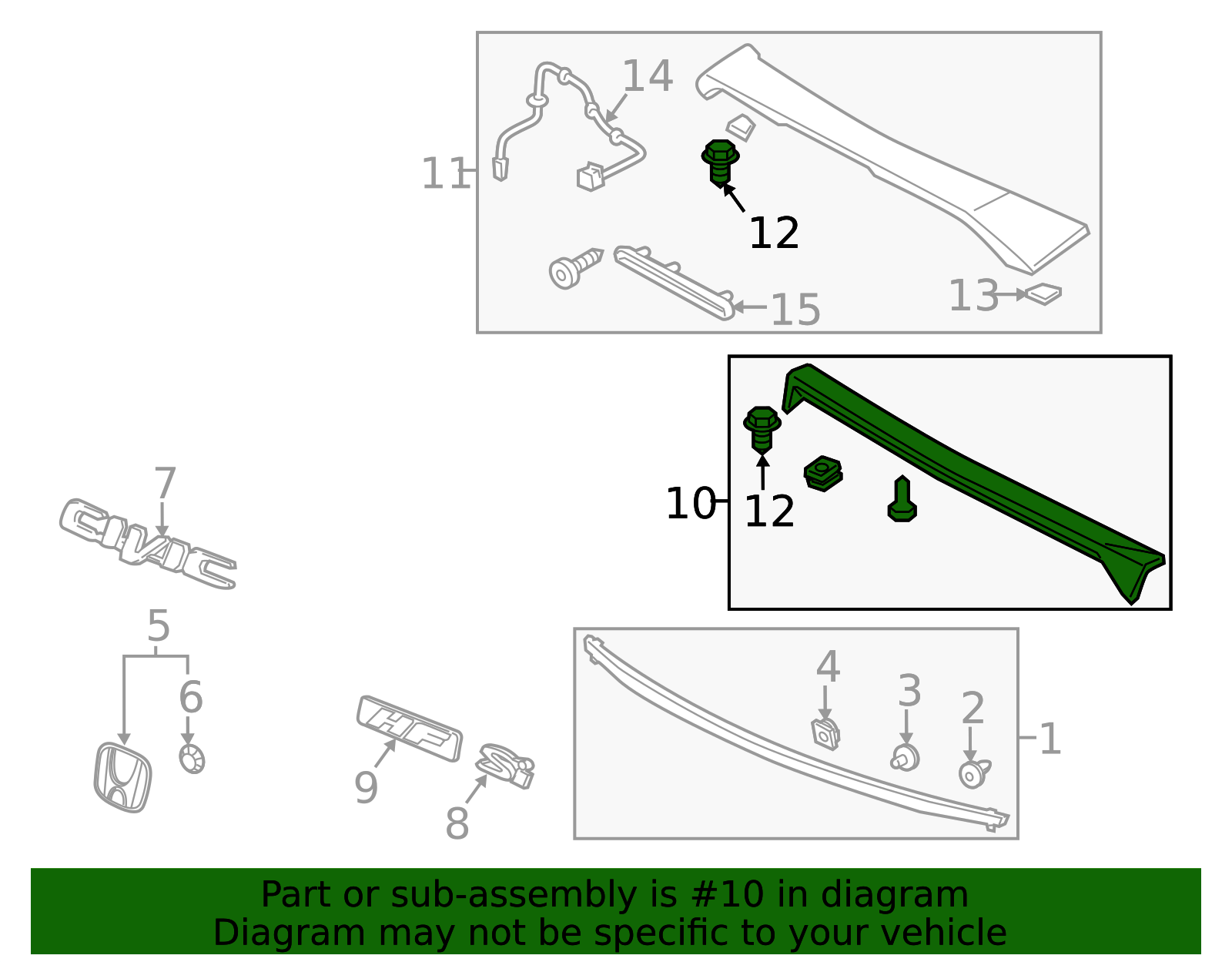 71700-TR7-A01ZC - 2012 Honda Civic - Spoiler Assembly Trunk *NH700M ...