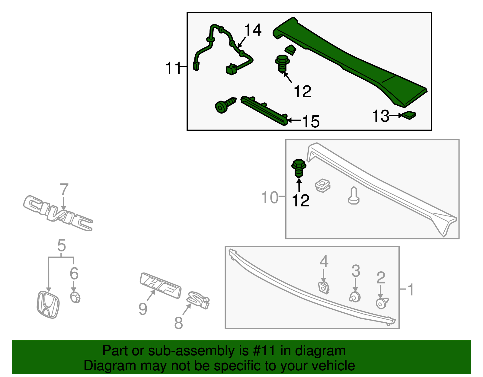 71700-TR7-A10ZC - 2013-2015 Honda Civic - Spoiler Assembly Trunk ...