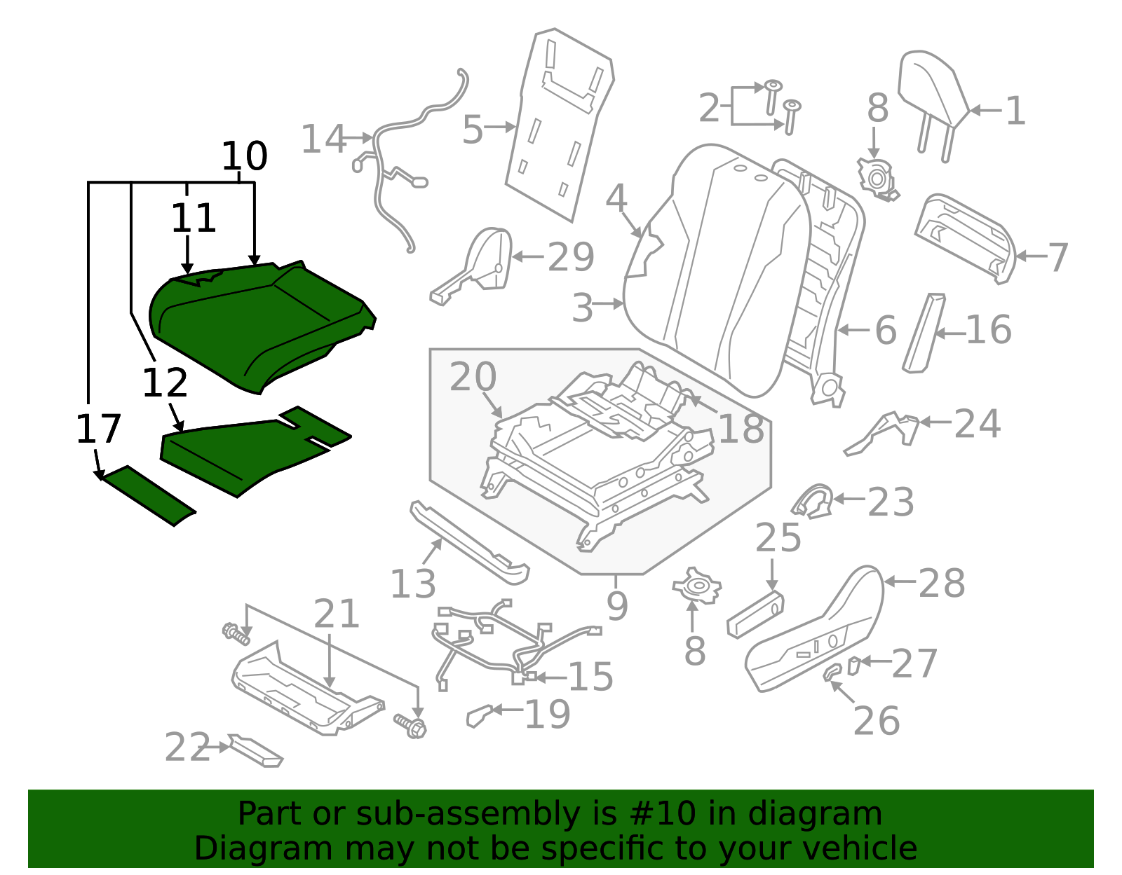 2020-2025 Subaru Outback Seat Cover Assembly Cushion 64140AN17CVI | OEM ...