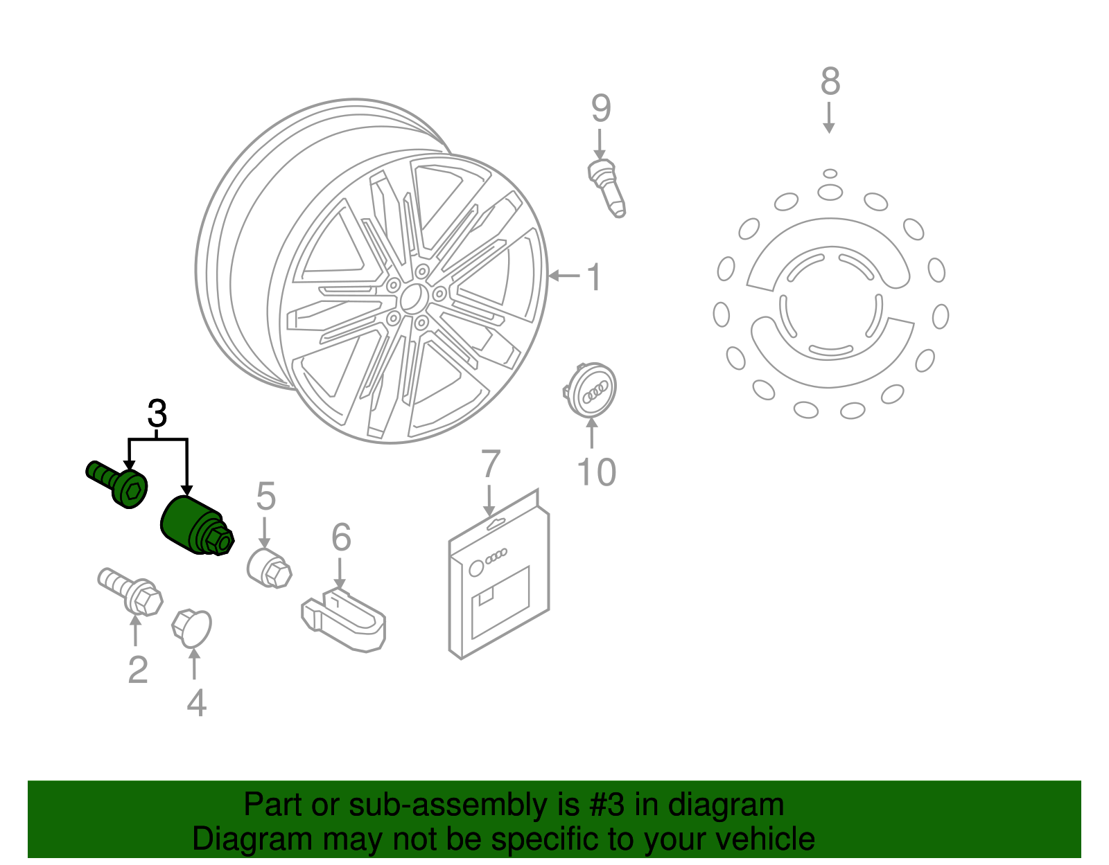 8R0-698-139-809 - Wheel Bolt 2015-2025 Audi | Audi OEM Parts Guy