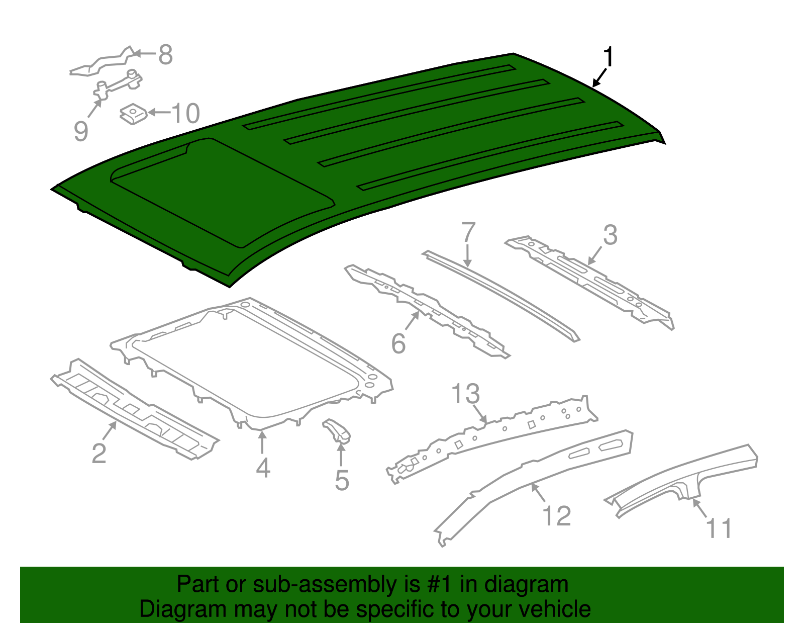 Genuine Toyota Roof Panel part# 63111-0R091 for 2016-2018 Toyota RAV4 ...