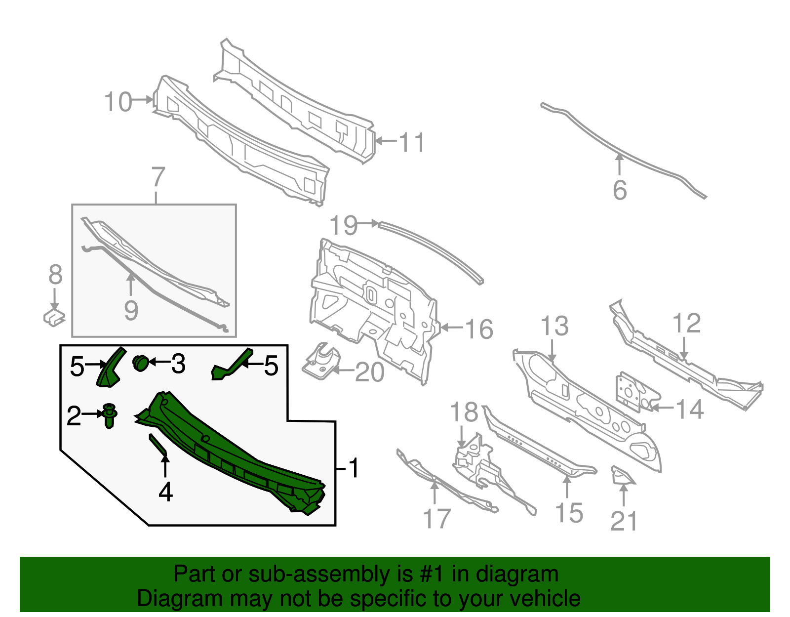 66862-EM30A - 2007-2012 Nissan Versa - Cowl Grille | Anicra Nissan Parts