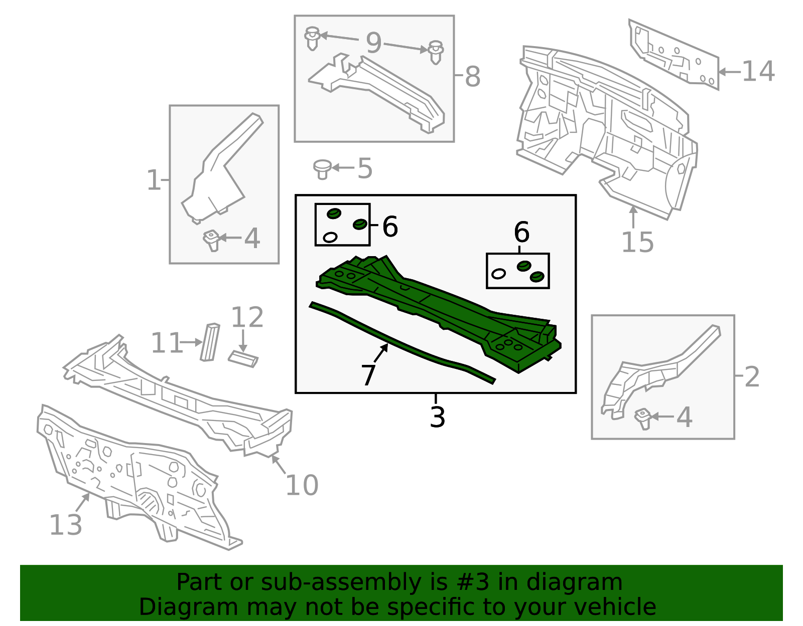 74218-TX4-A00 - 2013-2015 Acura RDX - Cowl Top Assembly, Front Center ...