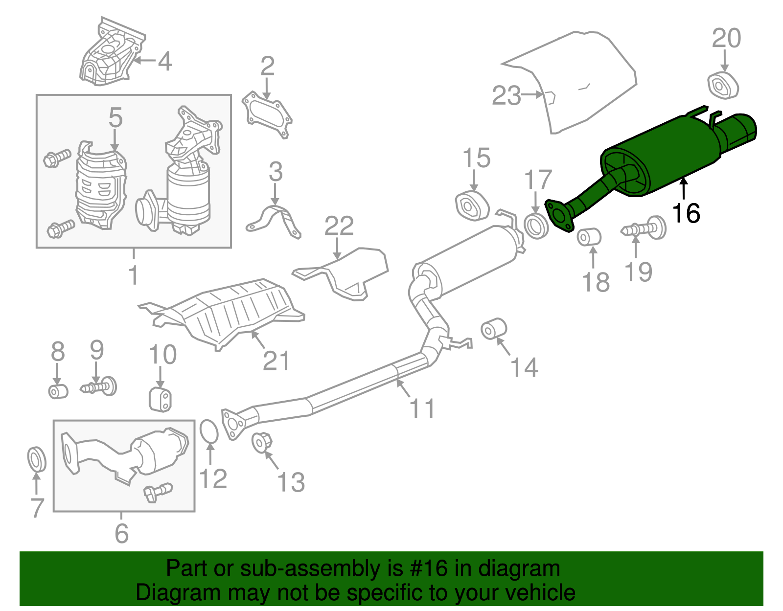18307-TR7-A02 - Muffler 2013 Honda Civic | Honda Parts Online