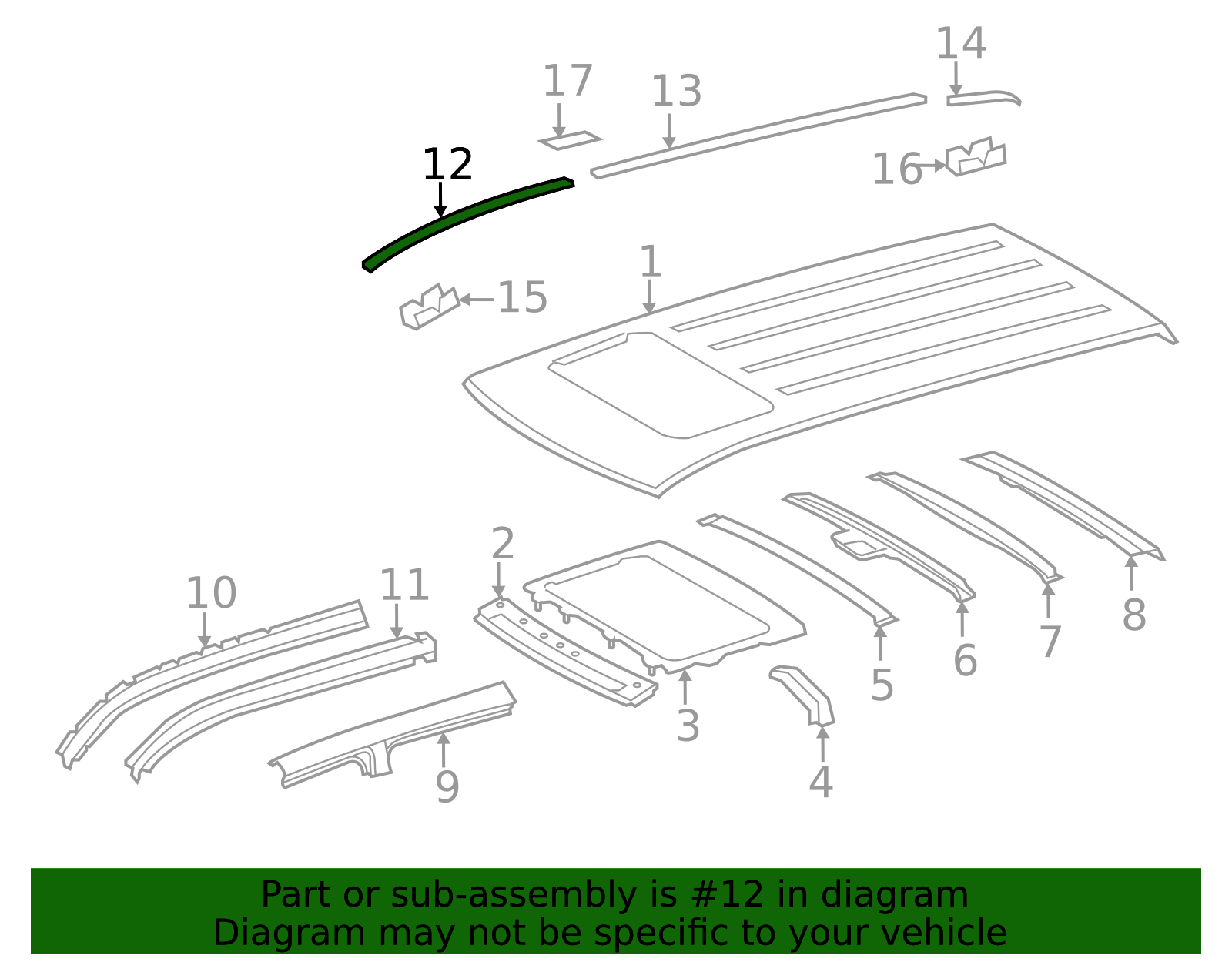 OEM 2008-2013 Toyota Highlander Drip Molding Part # 75551-0E041 ...
