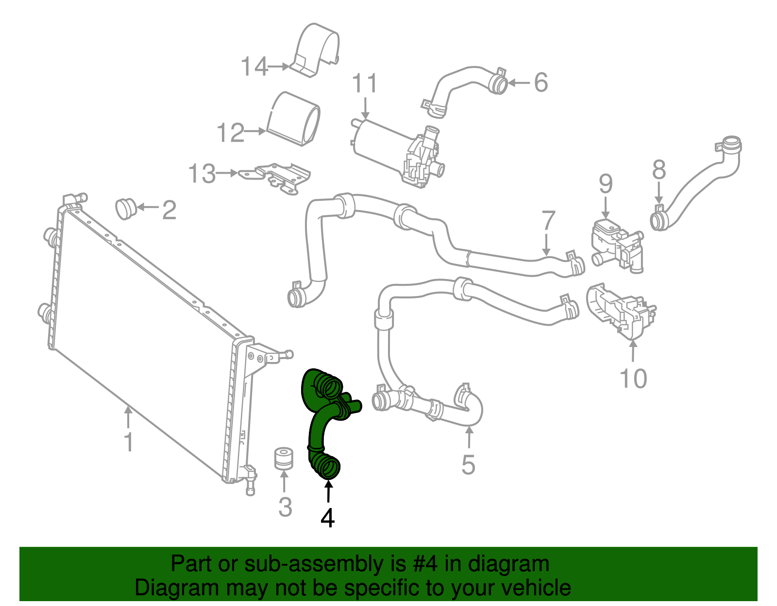 166-500-34-75 - Radiator Coolant Hose 2012-2019 Mercedes-Benz ...