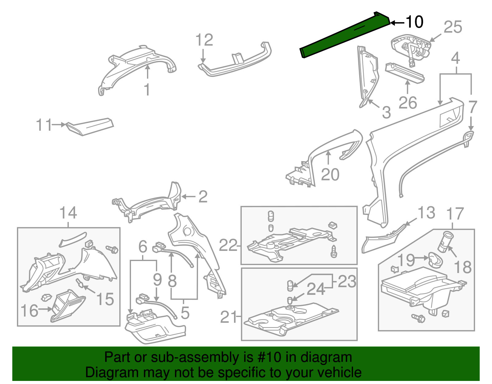 2013-2017 Cadillac XTS Nutella Sapele Passenger Side Instrument Panel ...