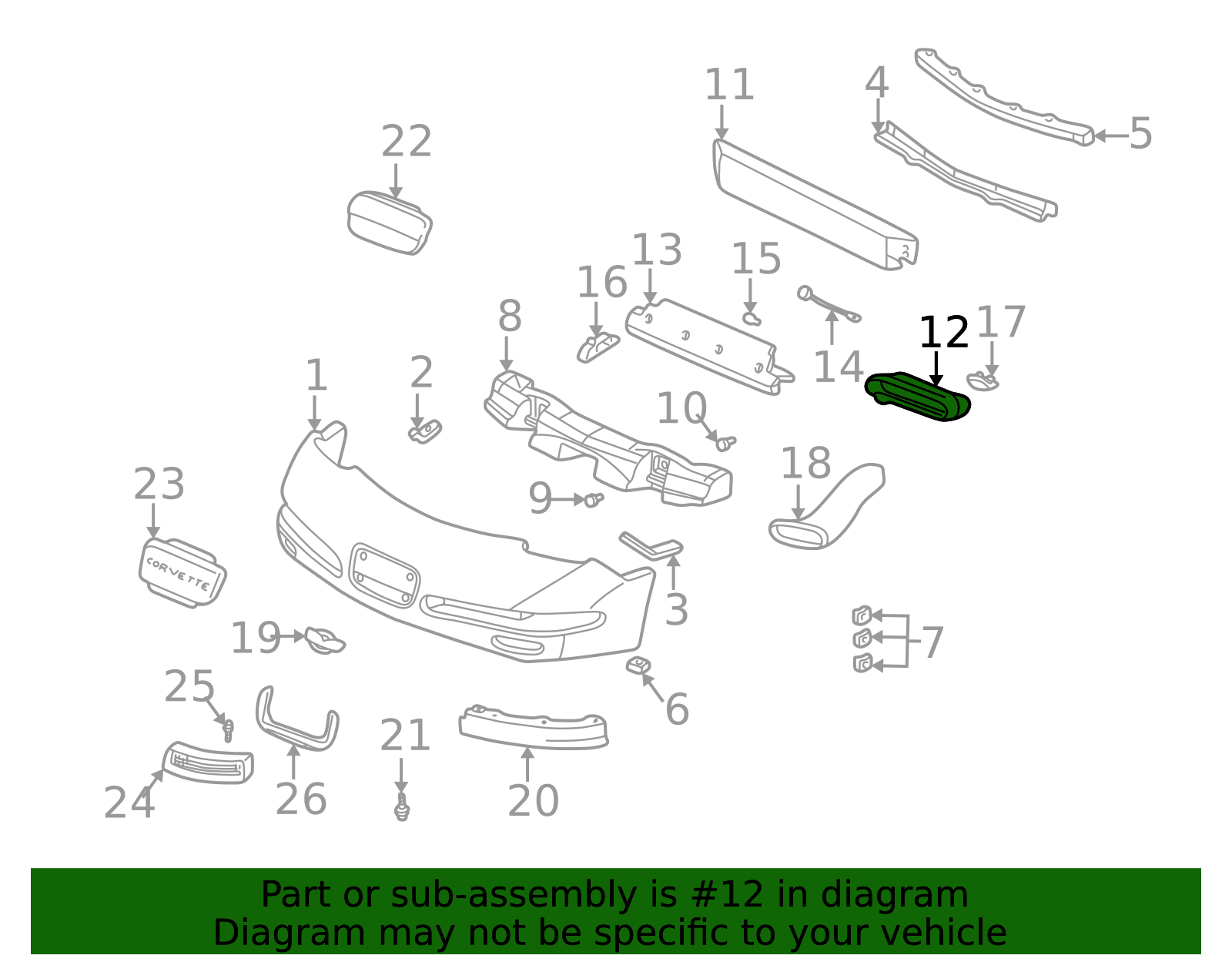 1997-2004 Chevrolet Corvette Driver Side Front End Fascia Deflector ...