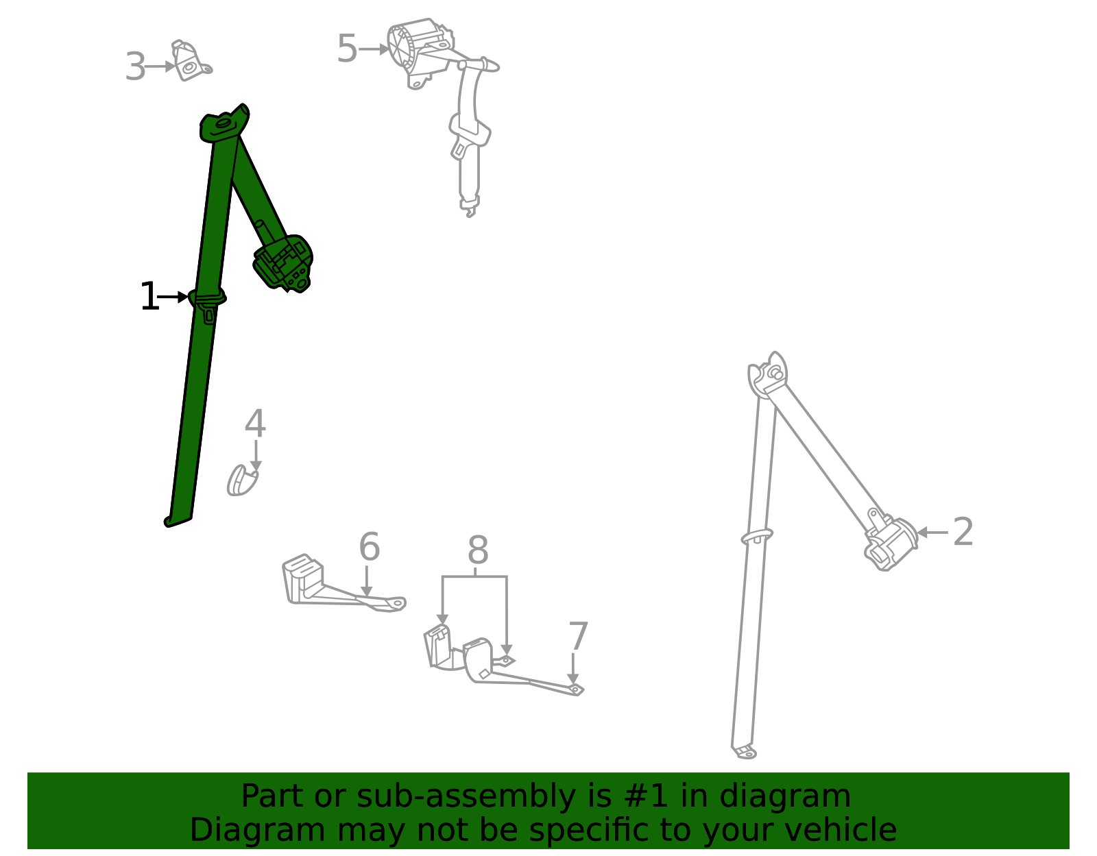 2021-2025 Toyota Sienna Seat Belt Lap And Shoulder Belt 73560-08041-C1 ...