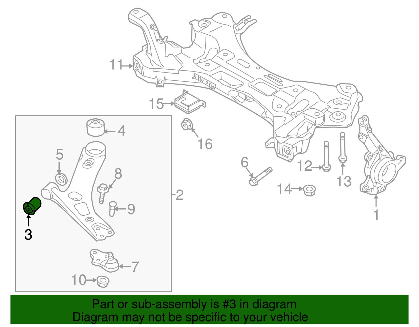 545512s000 - Kia Lower Control Arm Bushing 2011-2012 Kia Sportage ...