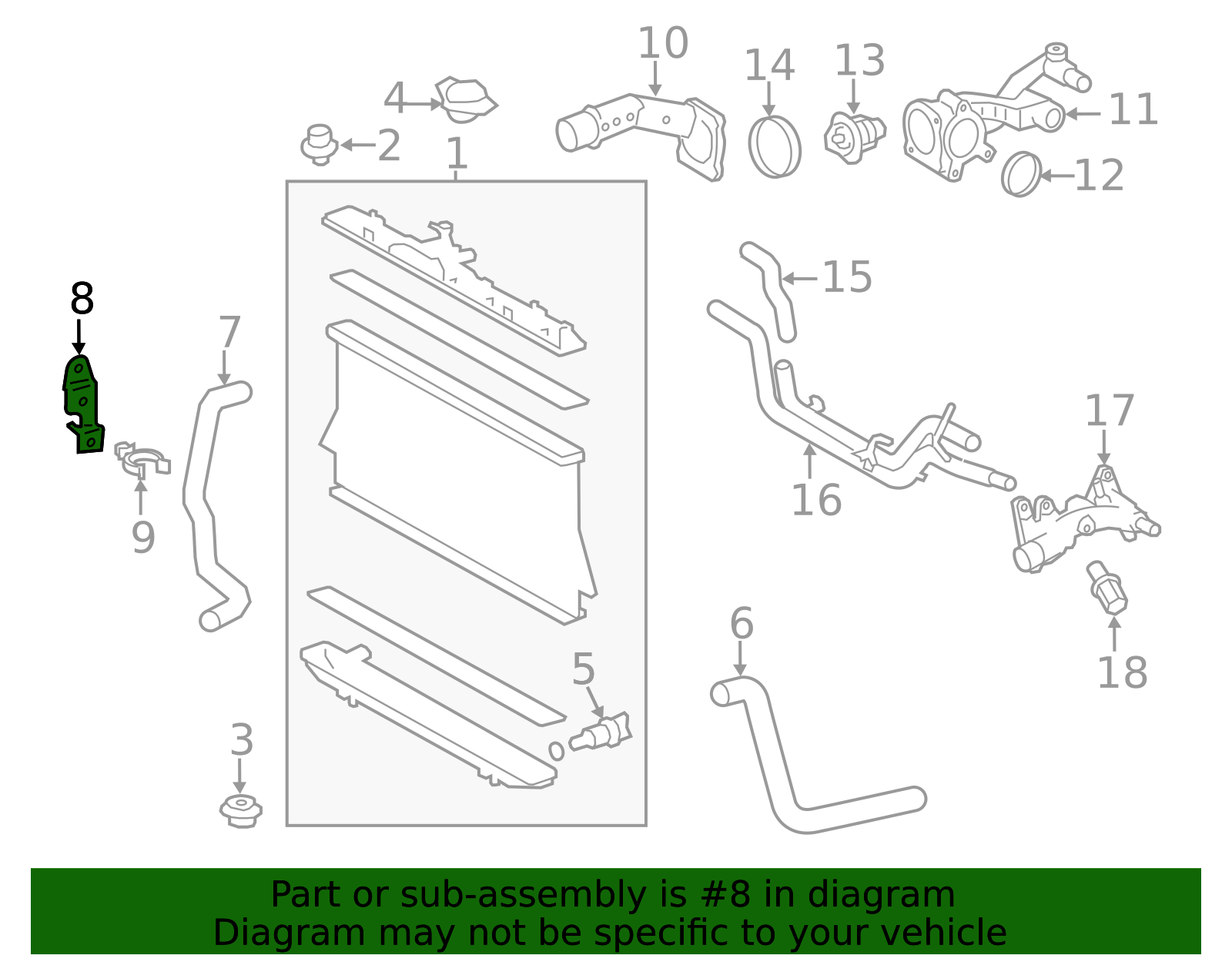 2014-2019 Toyota Highlander Radiator Coolant Hose Bracket 16589-31020 ...
