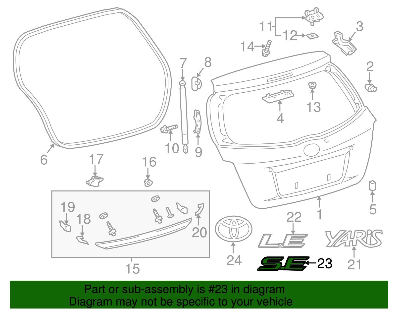 75443-52220 - Nameplate - 2013-2017 Toyota Yaris | OEM Genuine Toyota Parts