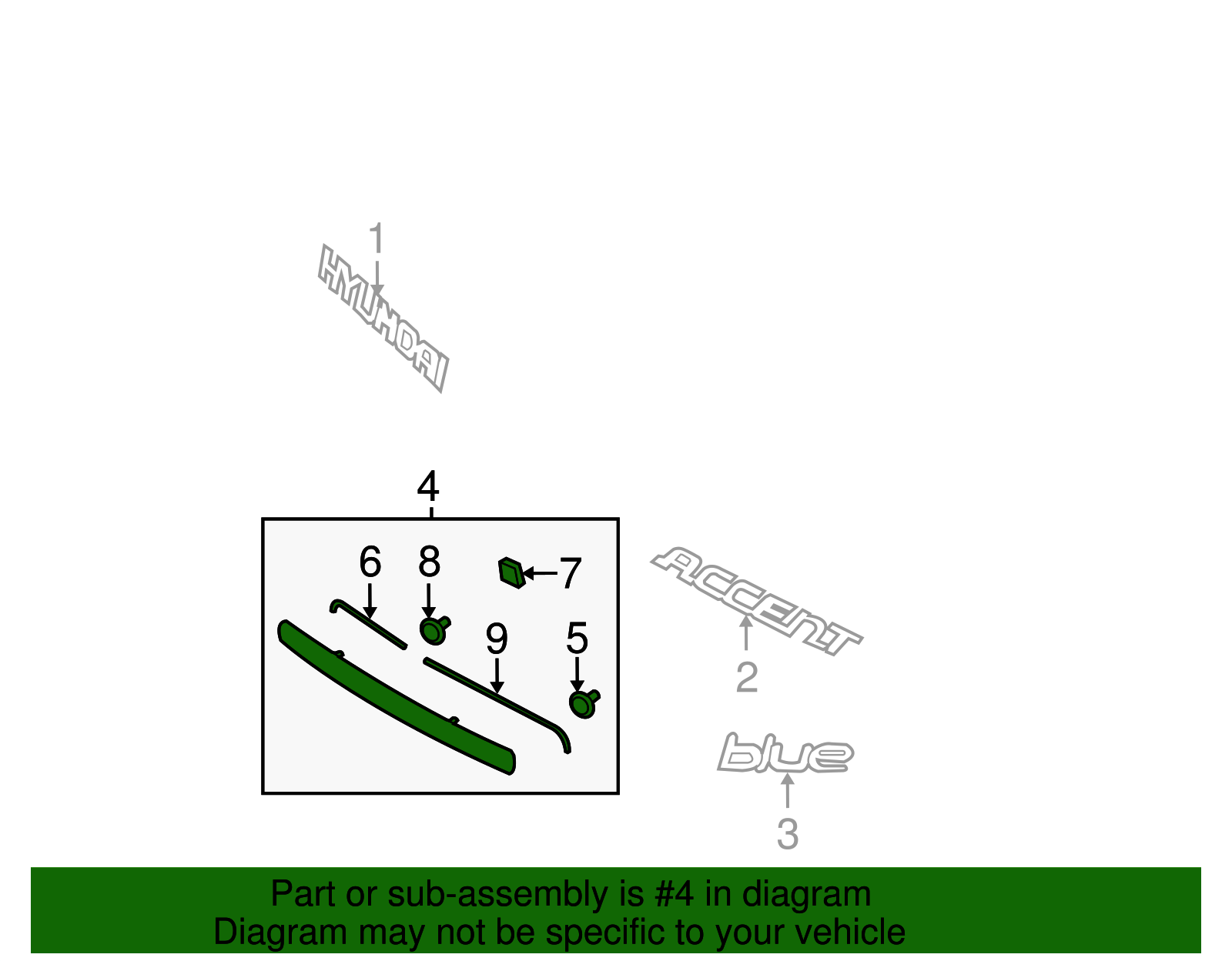 87370-1E210 - Molding Assembly 2007-2011 Hyundai Accent | Hyundai Parts Pro