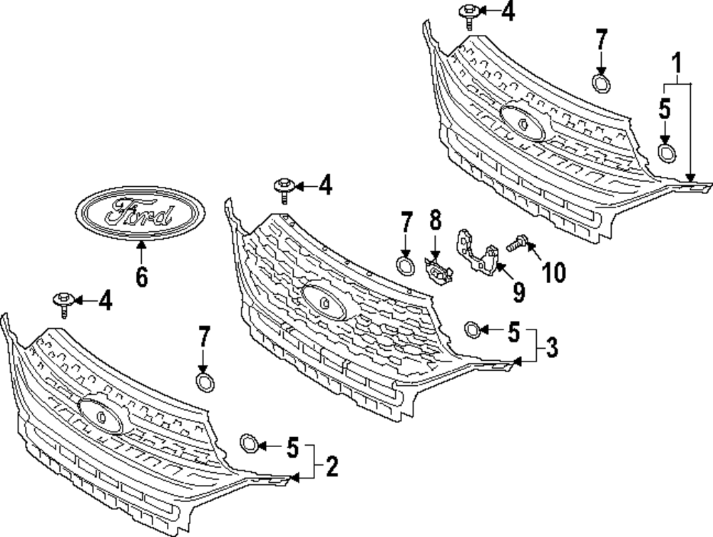 2020-2024 Ford Explorer | Grille | MB5Z-8200-AA | Walls' Ford Parts