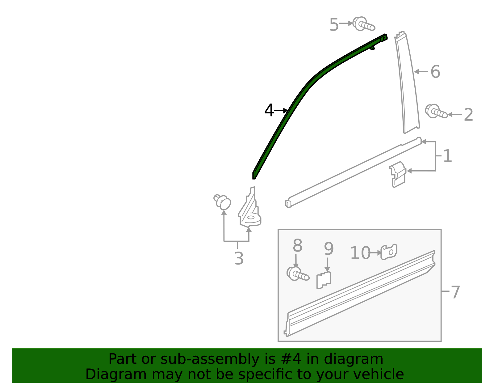 72425-TG7-A11 - Molding Assembly R Front Door Sash - 2019-2021 Honda ...