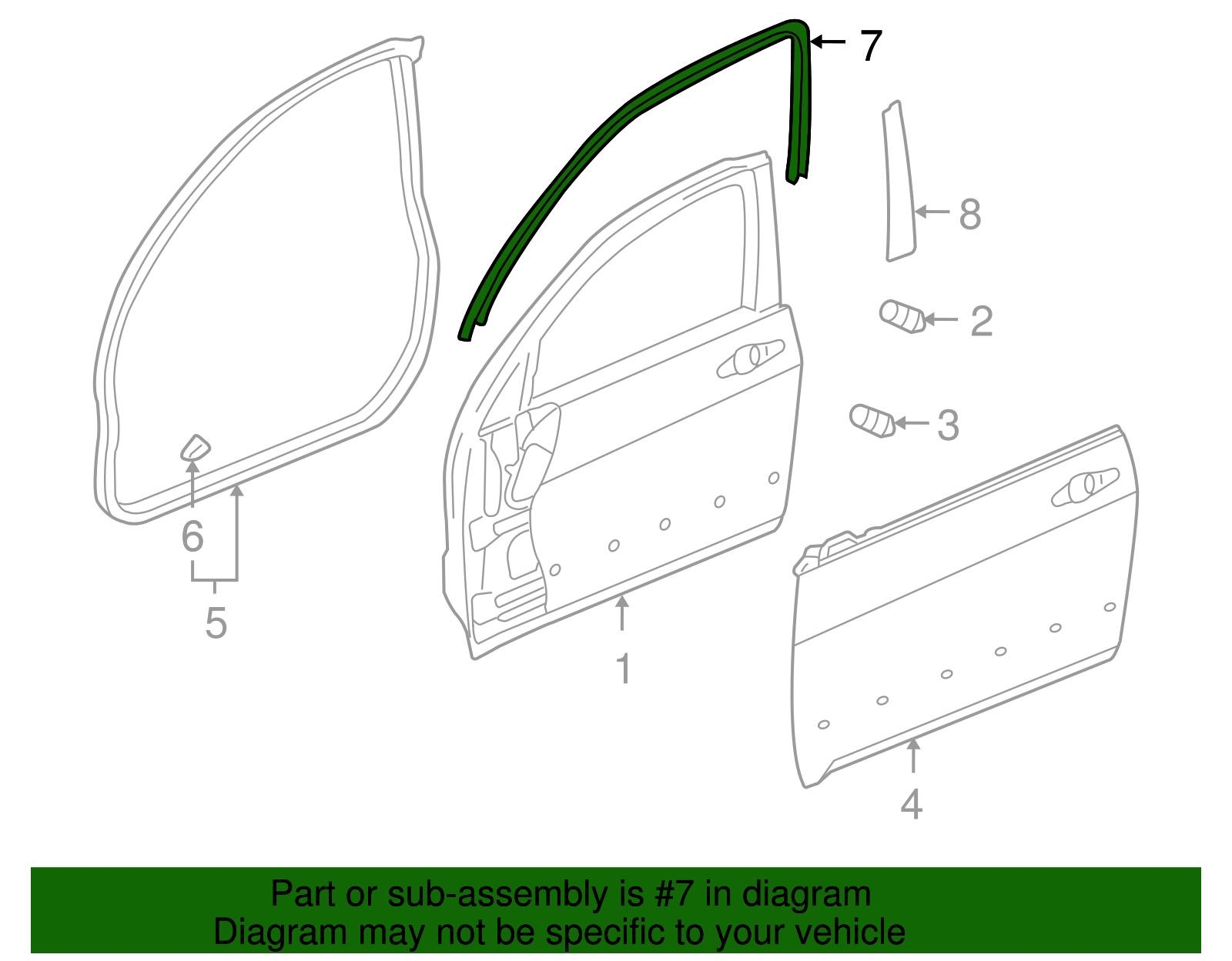 67364-SDA-A00ZA - 2003-2007 Honda Accord - Tape L Front Door Sash (Inner)*NH70* (Flat Black ...